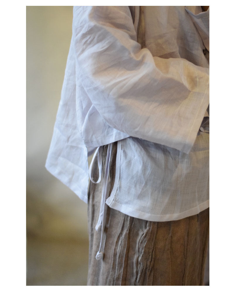 100% Ramie Linen Asymmetric Design Women Tunic with Hanfu Collar, Line ...