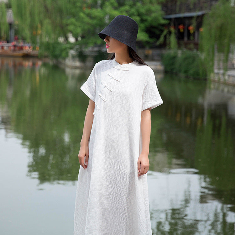 Linen Maxi Dress in Hanfu style, QiPao in Linen and Cotton LIZIQI insp ...